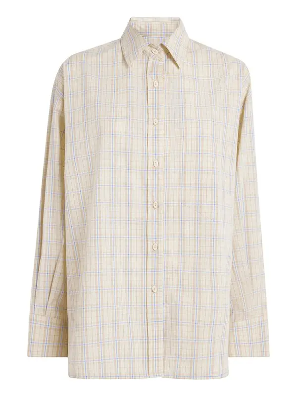 Faithfull The Brand Linen Check Oversized Shirt - White