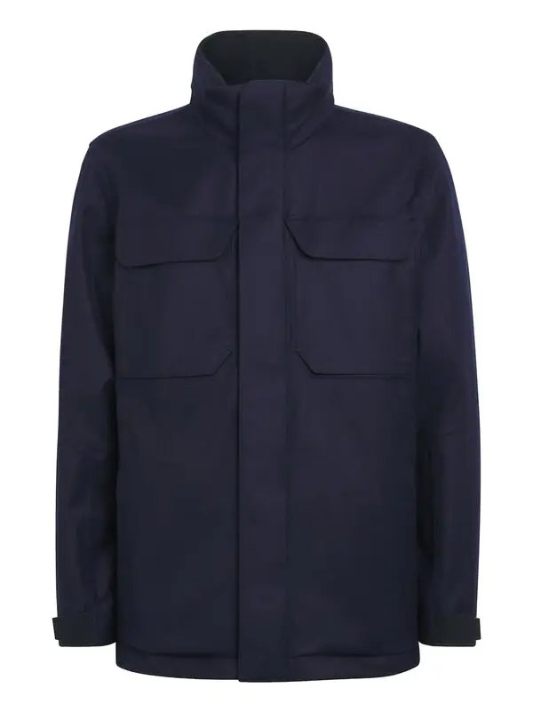 Sease Laminated Virgin Wool-cashmere Field Jacket - Navy