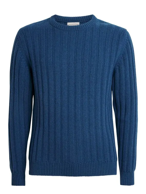 Johnstons Of Elgin Cashmere Ribbed Crew Neck Sweater - Blue