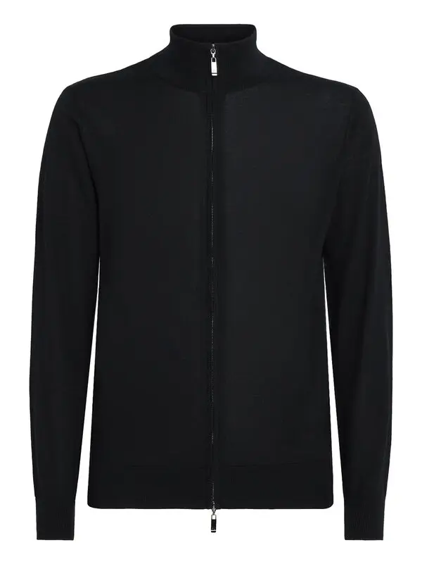 Pal Zileri Wool Zip-up Cardigan - Black