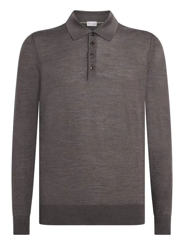 Pal Zileri Wool-silk Long-sleeved Polo Shirt - Grey