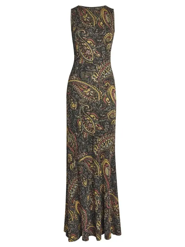 Etro Ribbed Paisley Maxi Dress - Green