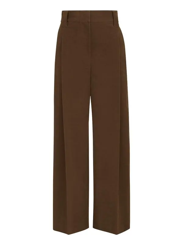 Brunello Cucinelli Moleskin Wide-leg Trousers - Brown