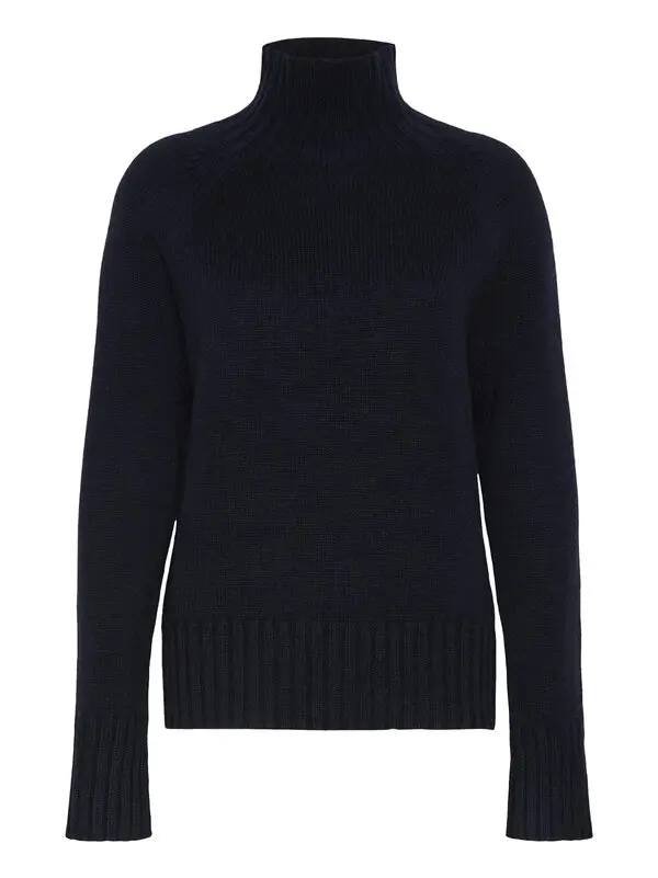 Max Mara Wool-cashmere High-neck Sweater - Navy