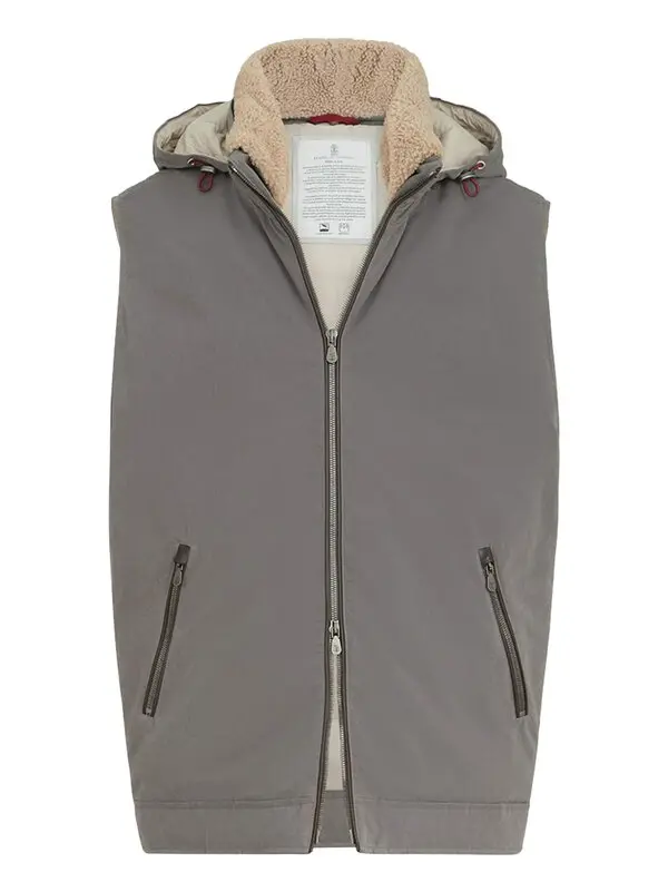 Brunello Cucinelli Waxed Techno Down-filled Gilet - Grey