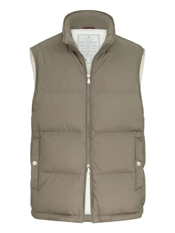 Brunello Cucinelli Quilted Packable Hood Gilet - Green