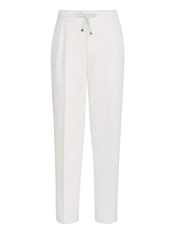 Brunello Cucinelli Cotton Gabardine Drawstring Trousers - Blue