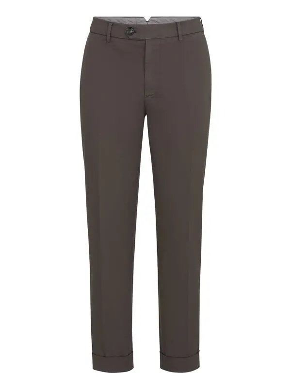 Brunello Cucinelli Stretch-cotton Gabardine Trousers - Brown