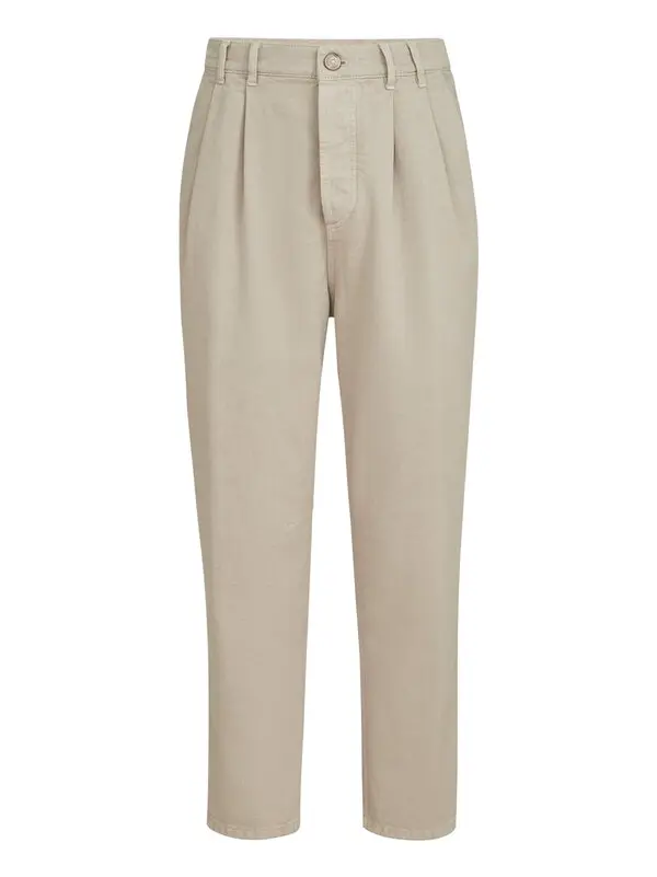 Brunello Cucinelli Cotton Denim Pleated Trousers - White
