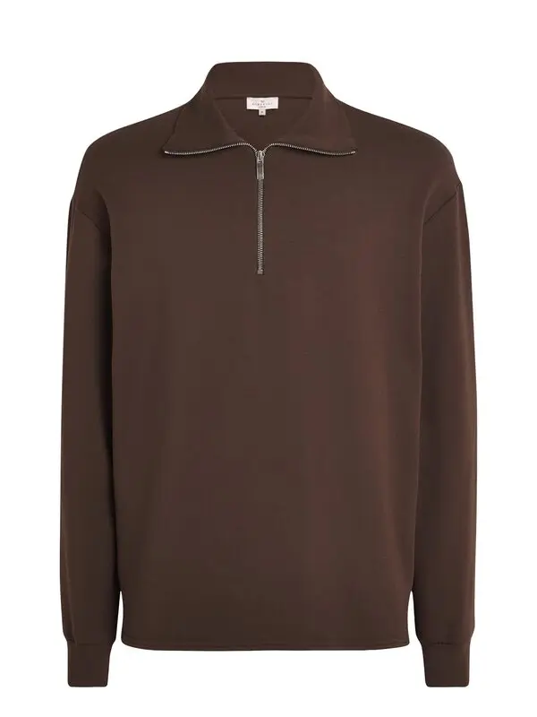 HOMEBODY Jersey Snuggle Quarter-zip Sweatshirt - Brown