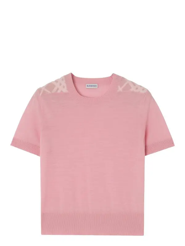 Burberry Wool-silk Check Panel T-shirt - Pink
