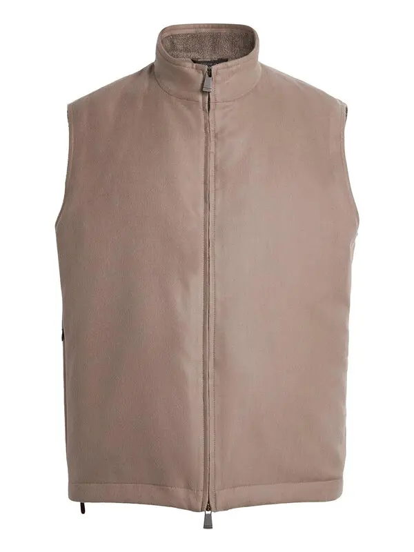 Colombo Cashmere Gilet With Leather Trim - Brown
