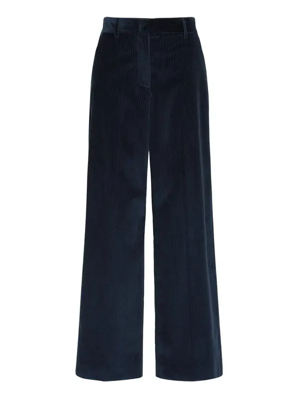 Max Mara Corduroy Wide-leg Trousers - Navy