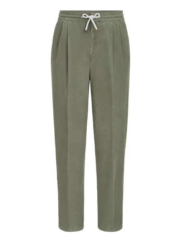 Brunello Cucinelli Cotton Drawstring Trousers - Green