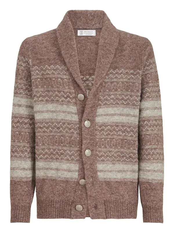Brunello Cucinelli Jacquard Shawl-collar Cardigan - Black