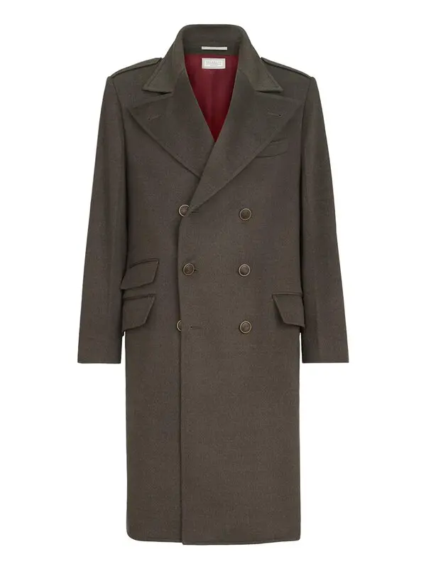 Brunello Cucinelli Double-breasted Virgin Wool Coat - Brown