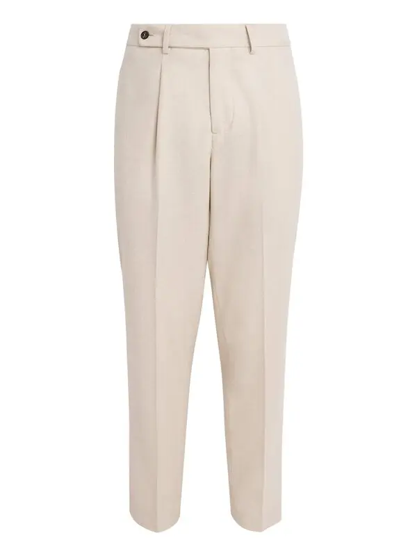Colombo Cashmere Pleated Straight Trousers - Beige