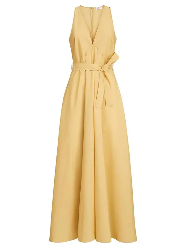 Brunello Cucinelli Techno-cotton Poplin Belted Maxi Dress - White
