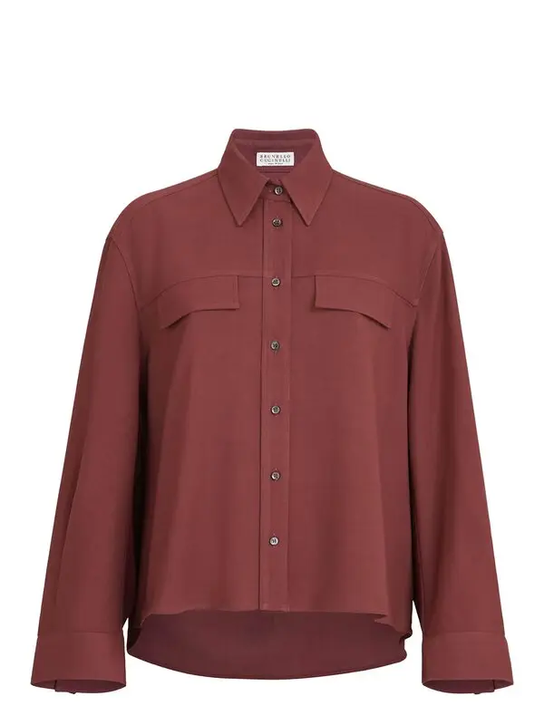 Brunello Cucinelli Virgin Wool-blend Twill Shirt - Red
