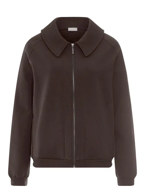 Hanro Cotton Natural Living Zip-up Cardigan - Brown