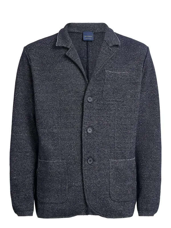 Paul & Shark Virgin Wool-linen Knitted Overshirt - Blue