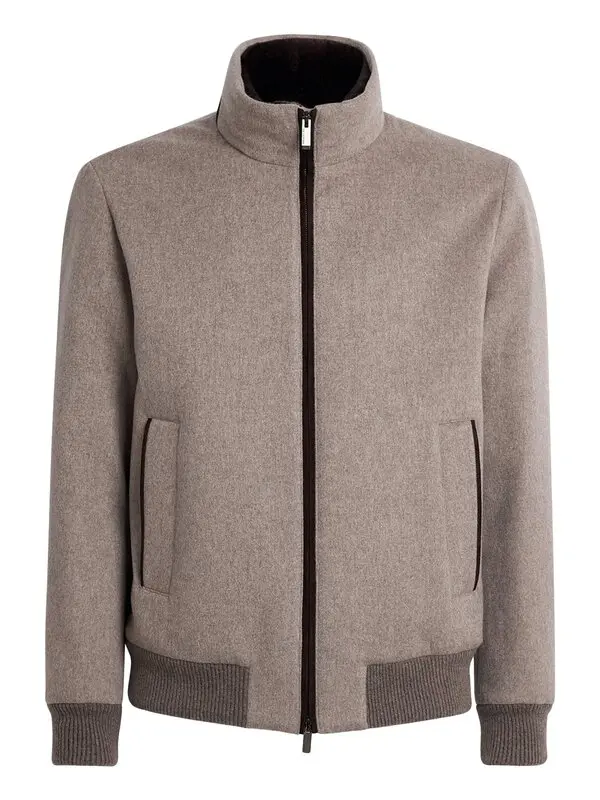 Paul & Shark Cashmere Padded Bomber Jacket - Beige