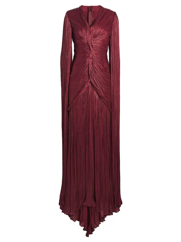 MARMAR HALIM Satin Pleated Cape Gown - Orange