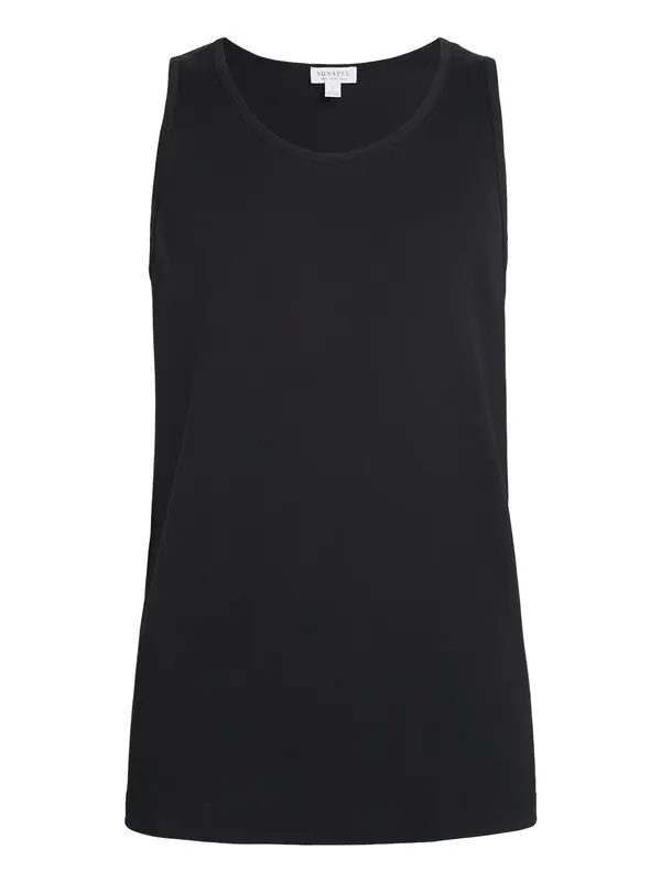 Sunspel Superfine Cotton Vest - Black