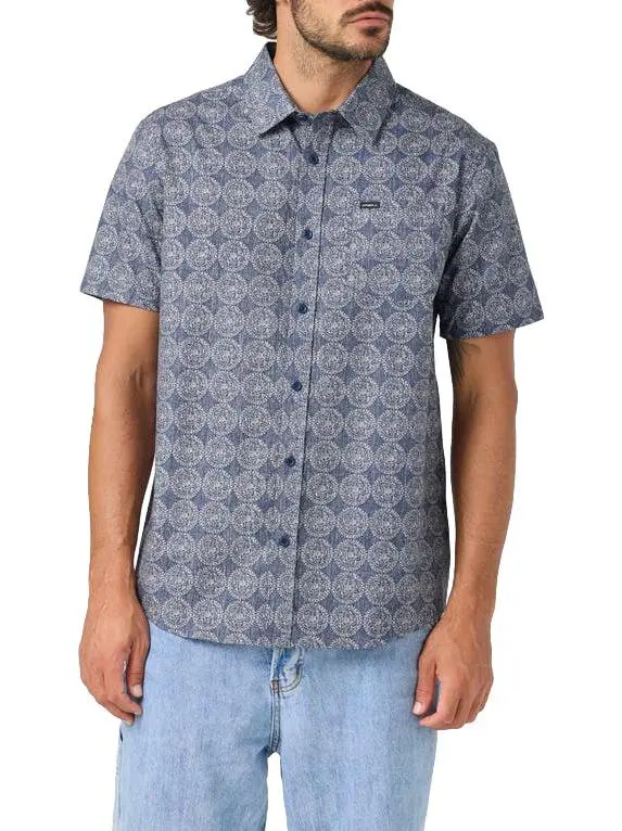 O'Neill Terrace Standard Fit Short Sleeve Button-up Shirt - Navy