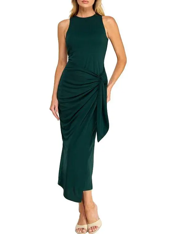 SOCIALITE Sleeveless Jewel Neck Wrap Front Knit Midi Dress - Deep Emerald