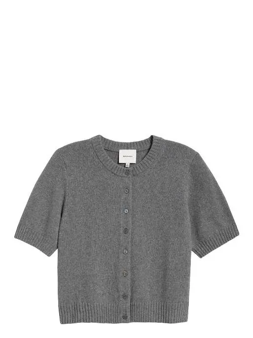 REFORMATION Maude Recycled Cashmere Blend Short-sleeve Cardigan - Thunder