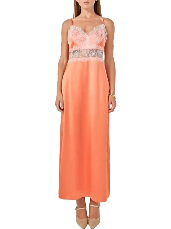 Endless Rose Lace Trimmed Maxi Gown - Orange