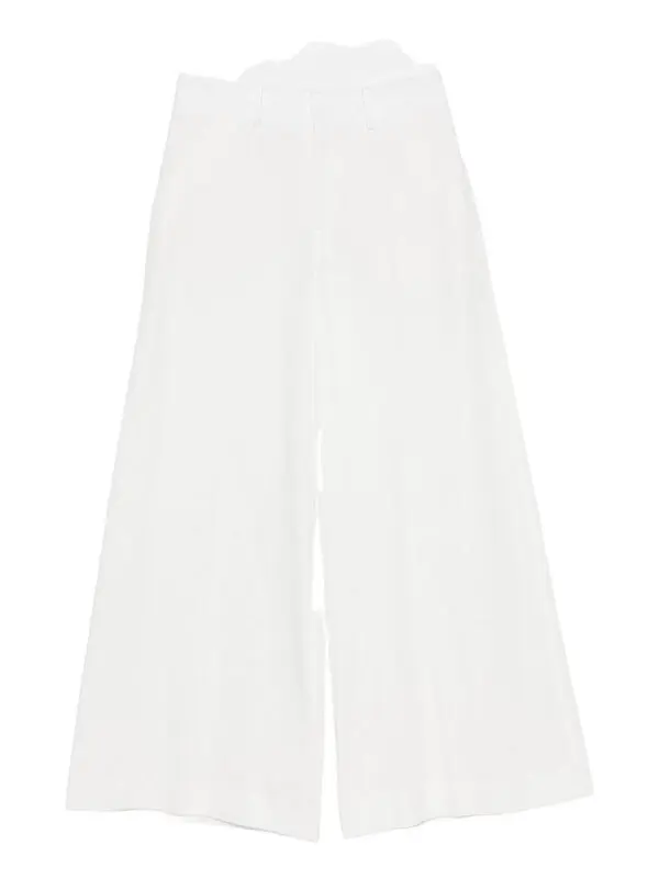 Celine White Embroidered Triomphe Cotton Wide-leg Trousers - Multicolor
