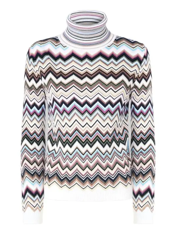 Missoni Zig Zag Motif Turtle-neck Sweater - Multicolor