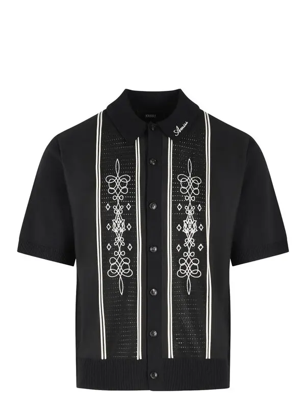 Amiri Virgin Wool Blend Sweater With Embroidered Logo - Black