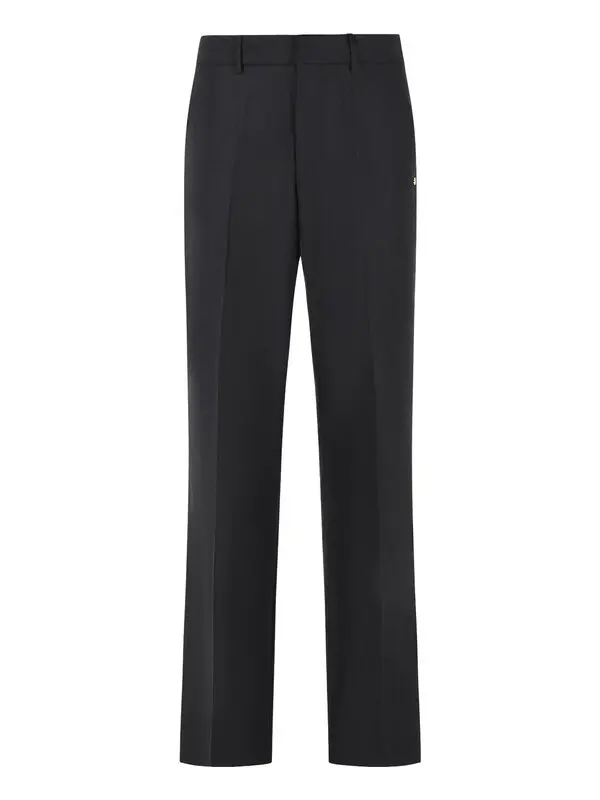 Amiri Virgin Wool Blend Straight Leg Pants With Ma Applique - Black