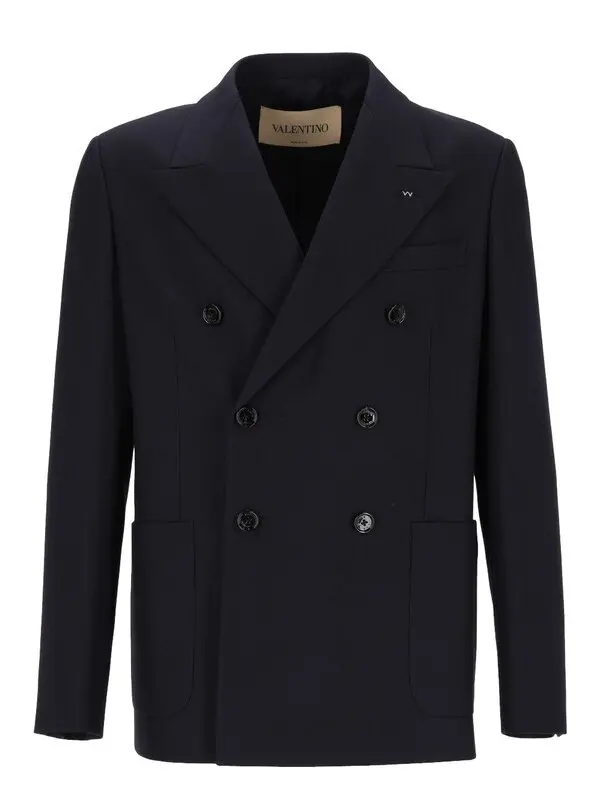 Valentino Garavani Double-breasted Wool Jacket - Blue