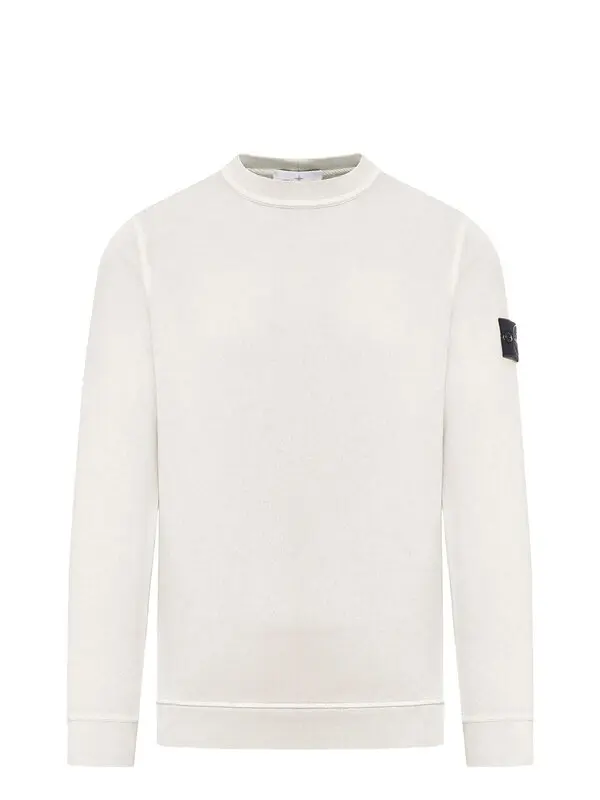 Stone Island Crew Neck Cotton Jersey Sweatshirt - White