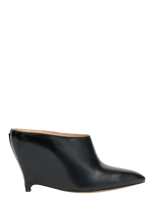 MAISON MARGIELA Leather Pointed Toe Wedge Mules - Black