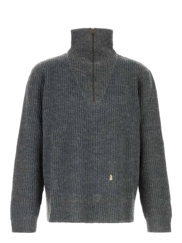 MAISON MARGIELA Grey Wool Blend Sweater - Gray