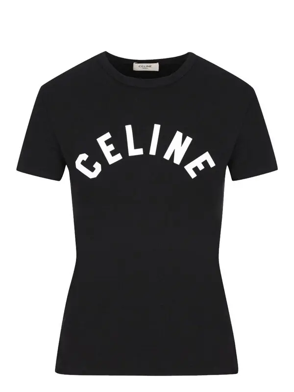Celine Logo Cotton T-shirt - Multicolor