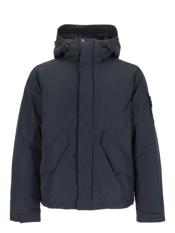 Stone Island Matte Micro Rep Padded Hooded Jacket - Blue