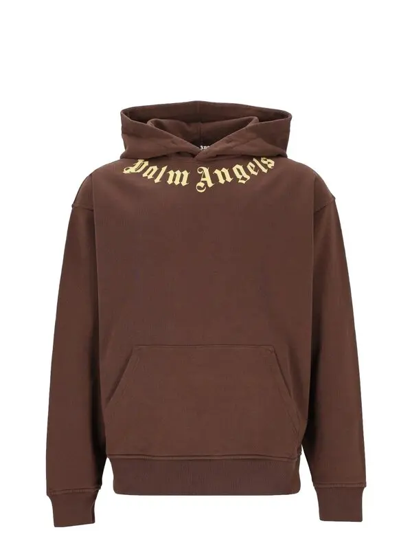 Palm Angels Logo Neck Hoodie - Brown