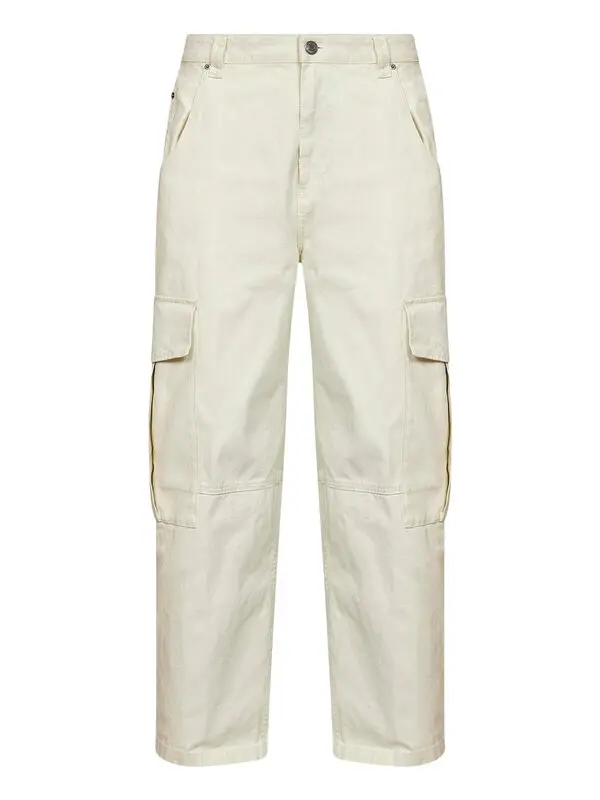 AMI Paris Ivory Cotton Baggy-fit Cargo Trousers - Multicolor