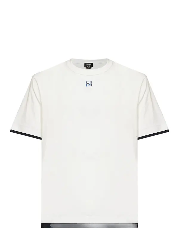 Fendi White Jersey Oversized T-shirt With Contrasting Trims - Multicolor