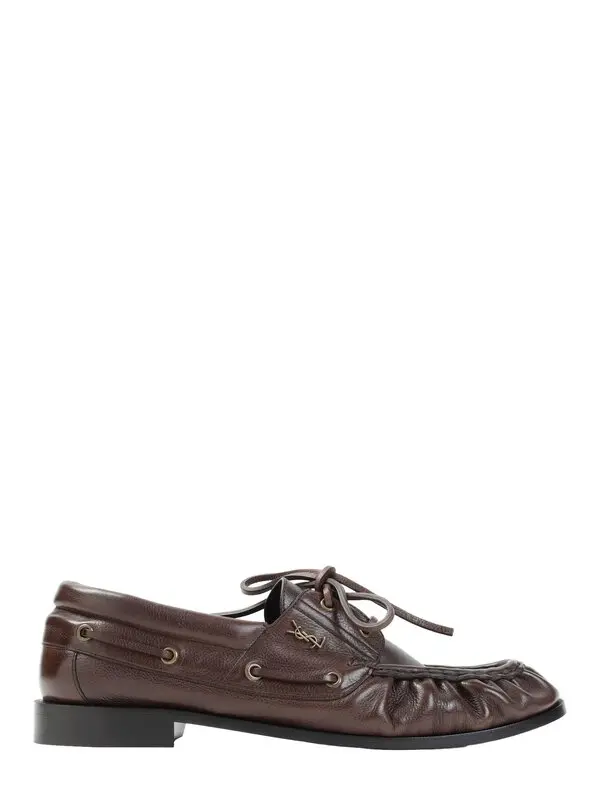 Saint Laurent Le Loafer Bateau Smooth Leather Shoes - Brown