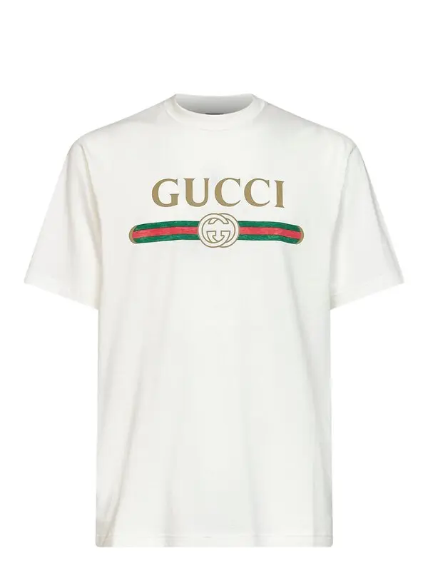 Gucci Chalk Printed Silk Blend Jersey T-shirt - Multicolor