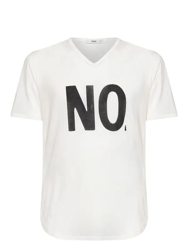 Fendi Ivory Lightweight Organic Cotton Jersey Noi-print T-shirt - Multicolor
