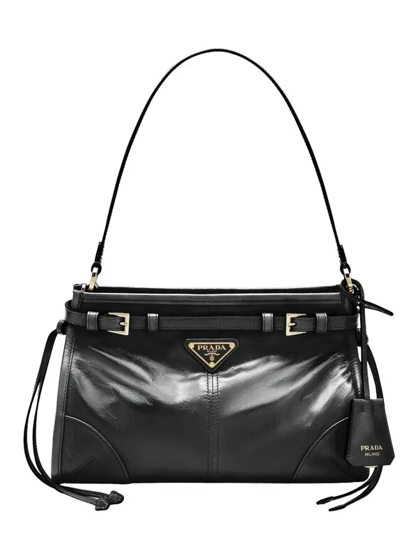 Prada Small Bonnie Top-handle Bag In Calf Leather - Black