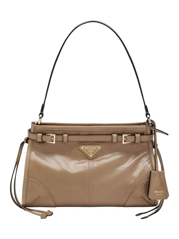Prada Small Bonnie Top-handle Bag In Calf Leather - Brown